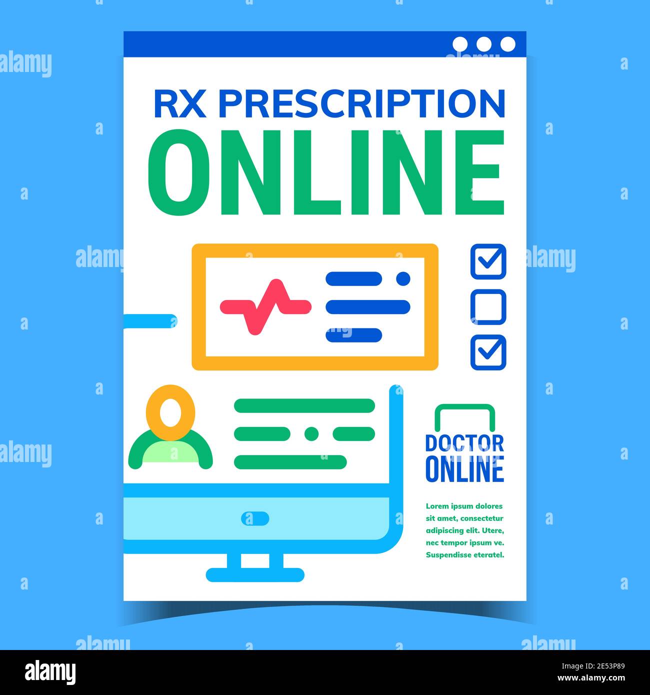 Online Rx Prescription Promotional Poster Vector Stock Vector Image ...