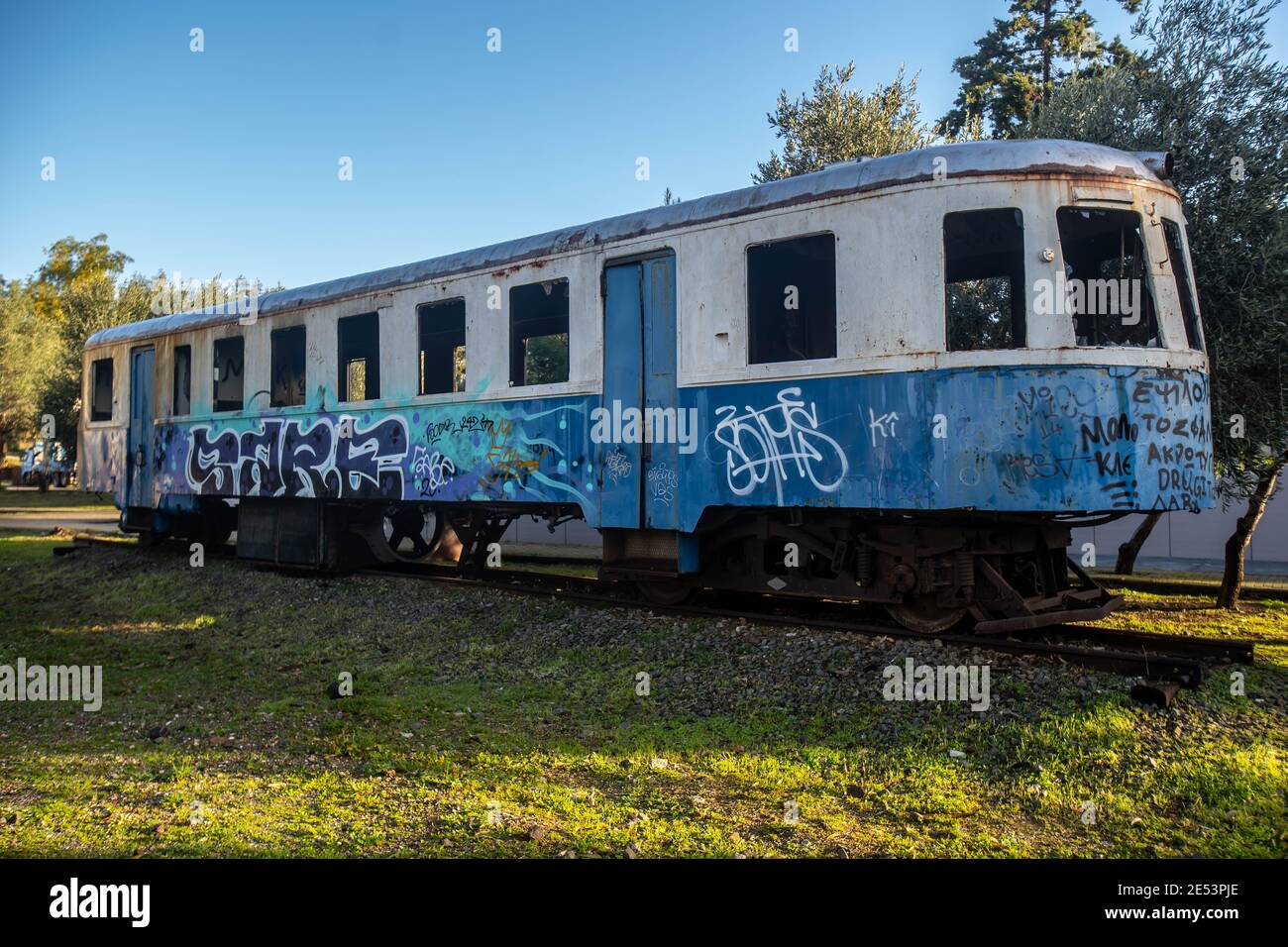 Old train's wagon at Lavrio,Greece Stock Photo - Alamy
