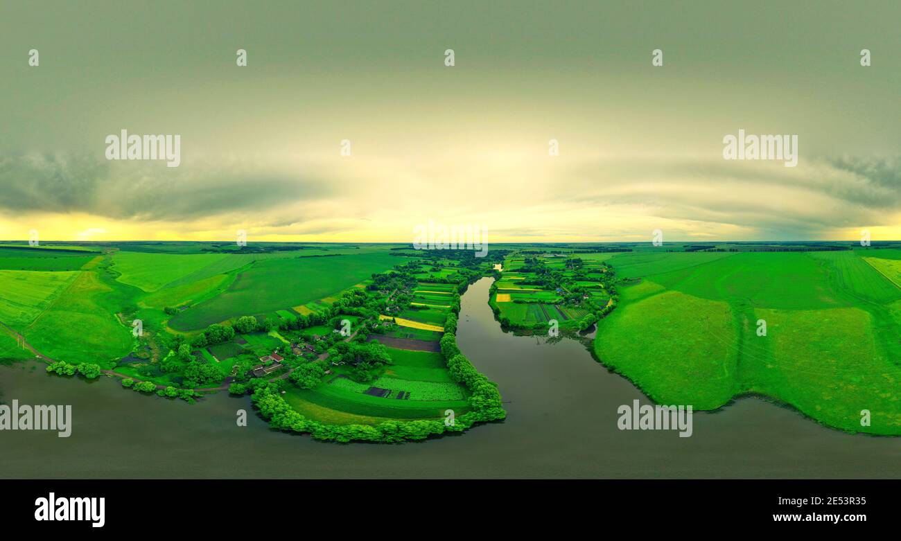 Wide panorama river fields hi-res stock photography and images - Alamy