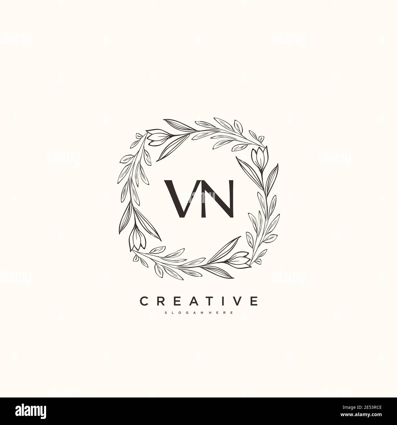 VN Beauty vector initial logo art, handwriting logo of initial ...
