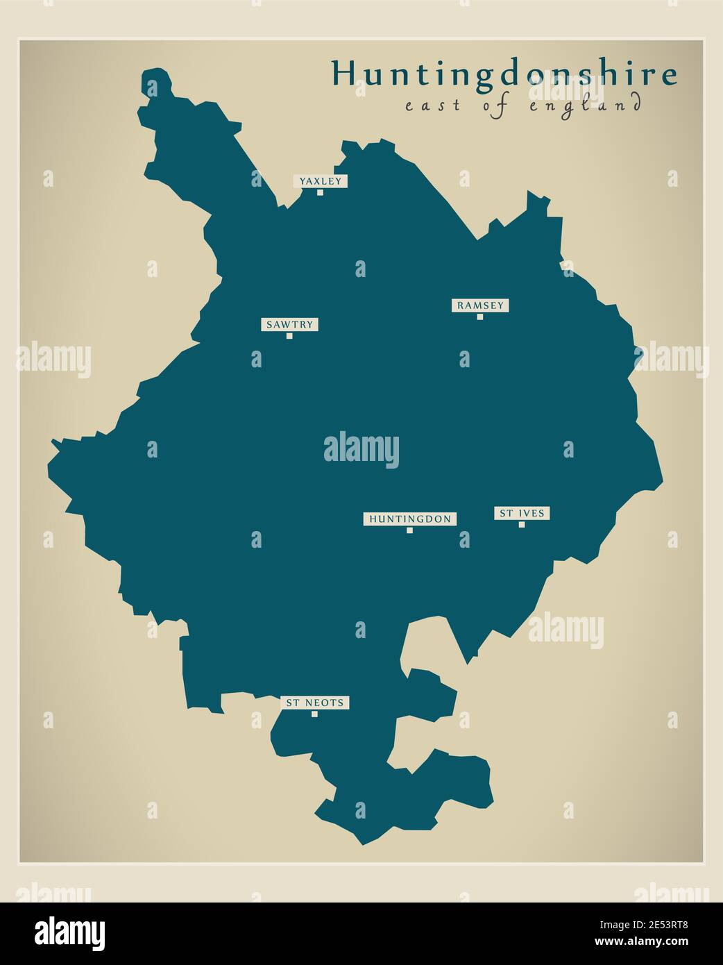 Huntingdonshire district map - England UK Stock Vector Image & Art - Alamy