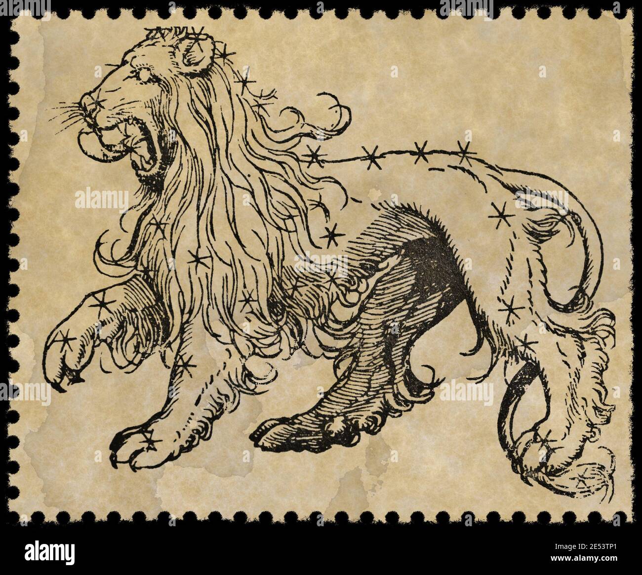 stamp with astrological symbols of the zodiac sign Leo Stock Photo - Alamy