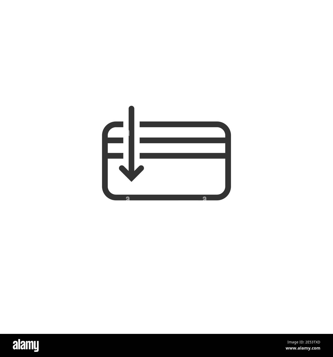 Credit Debit Card with arrow. Bank account sign. Vector flat line icon ...