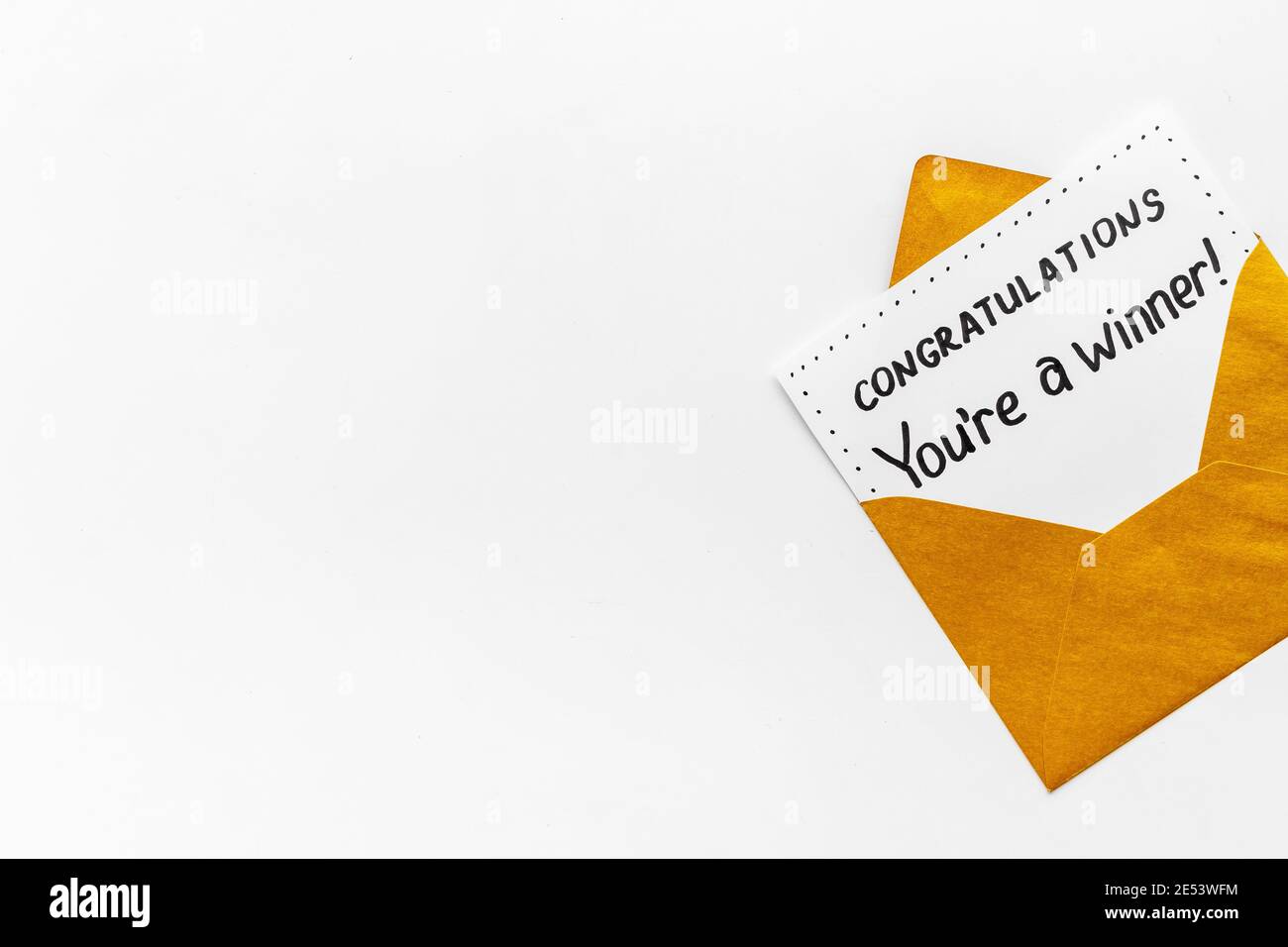 Award letter You Re A Winner in golden yellow envelope. Congratulations ...