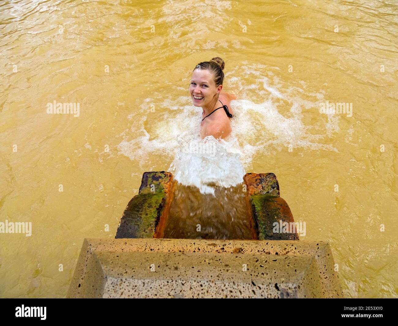 Thermal water, hot springs, Furnas, Sao Miguel island, Azores Stock ...