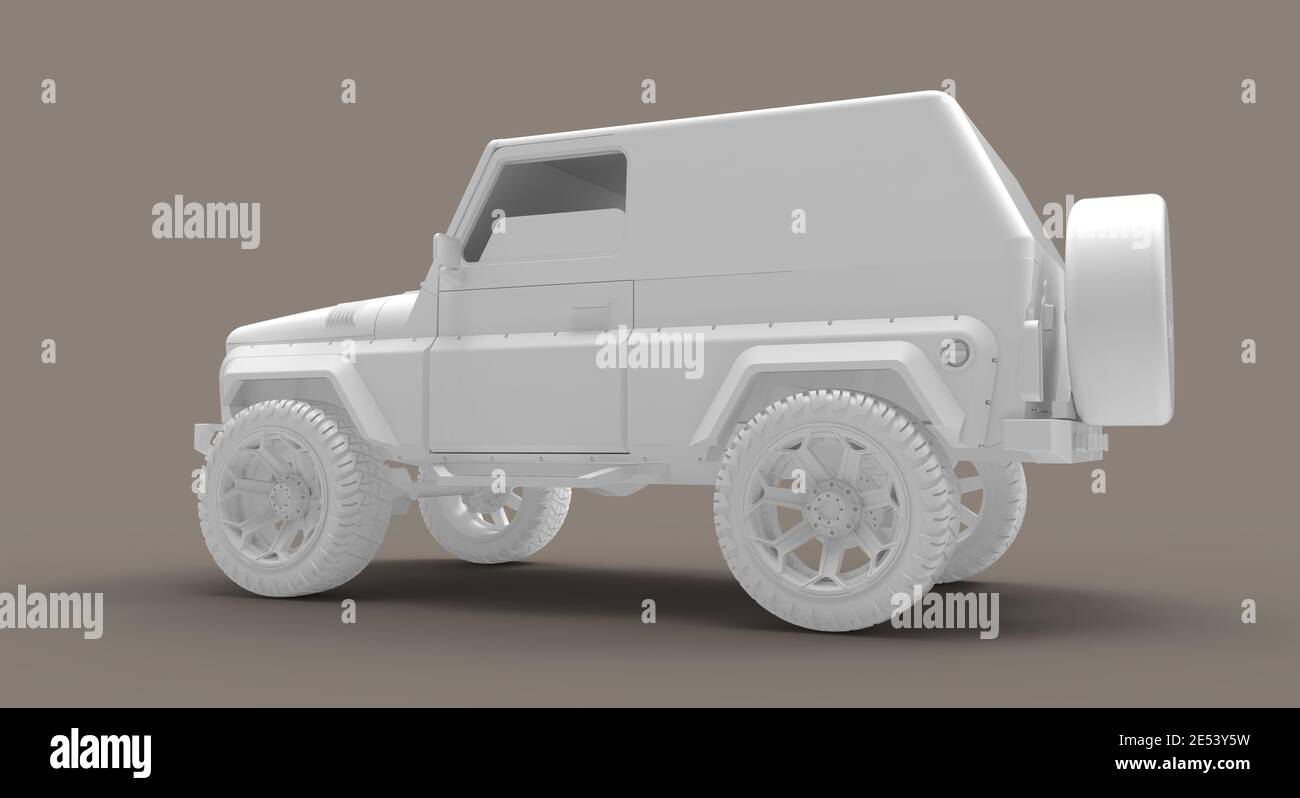 3D rendering of a 4x4 truck off road vehicle isolated in studio ...