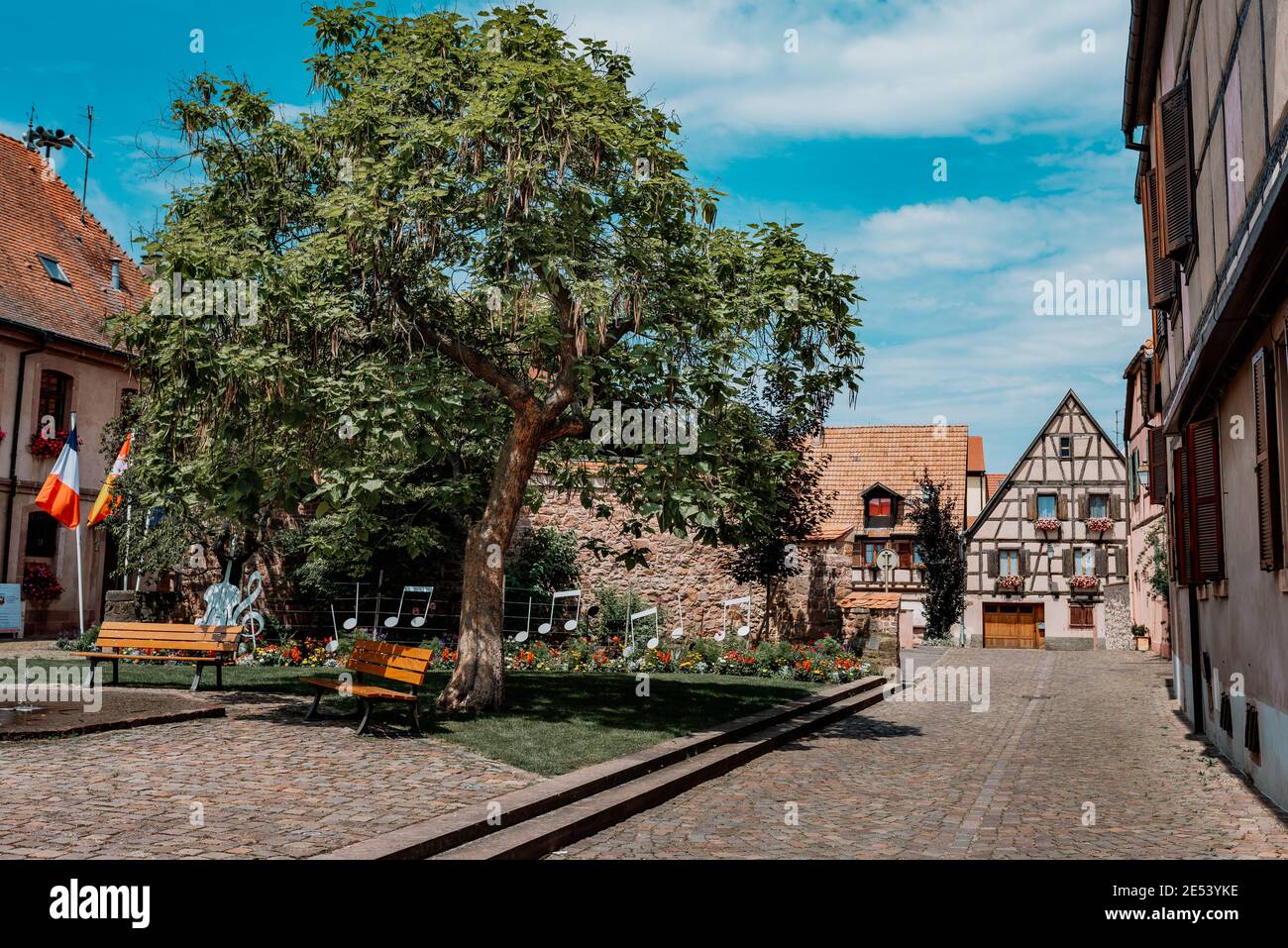 Picturesque buildings in a town in Alsace Stock Photo - Alamy