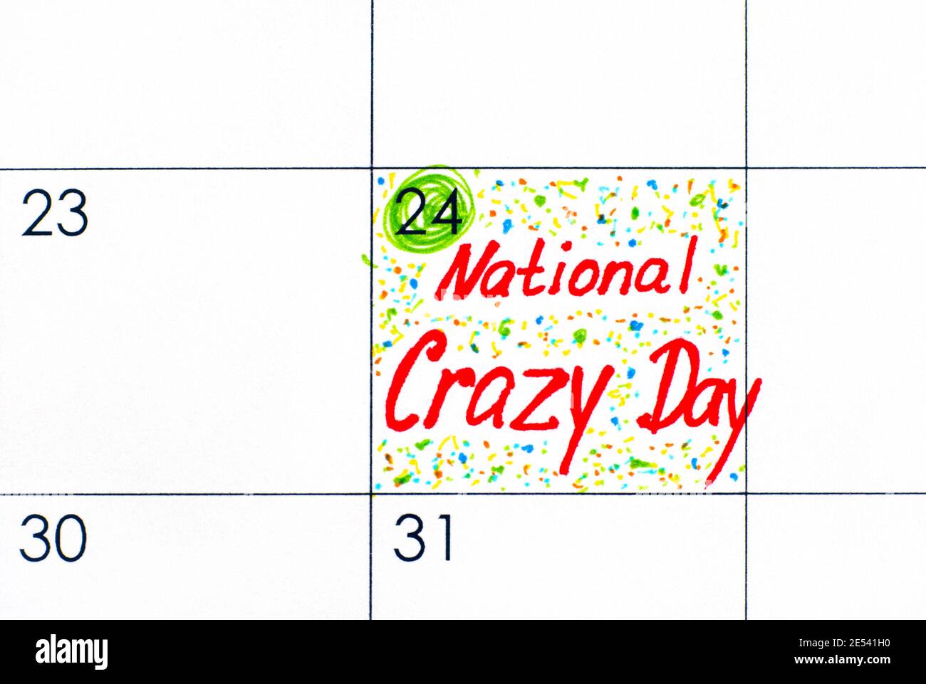 Reminder National Crazy Day in calendar. October 24 Stock Photo - Alamy