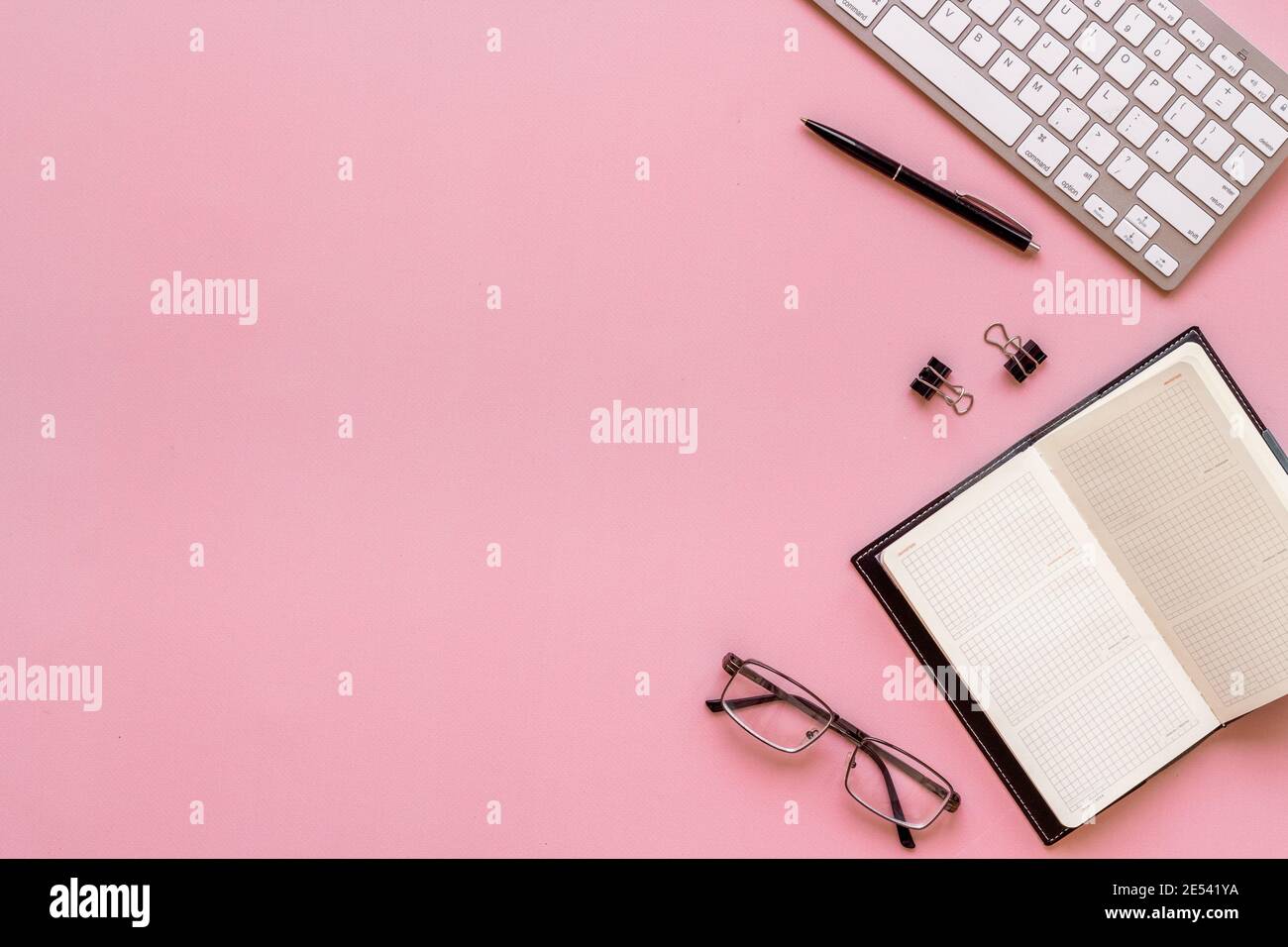 Empty place on office table desk, overhead view Stock Photo - Alamy