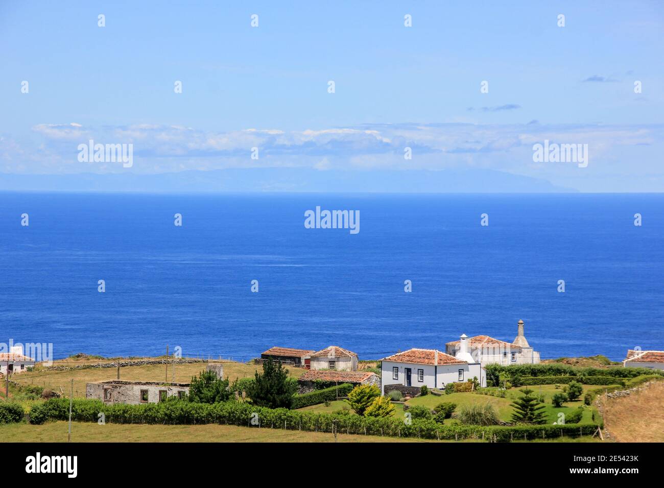 Landscape at Santa Maria island, during walking tour, Atlantic ocean ...