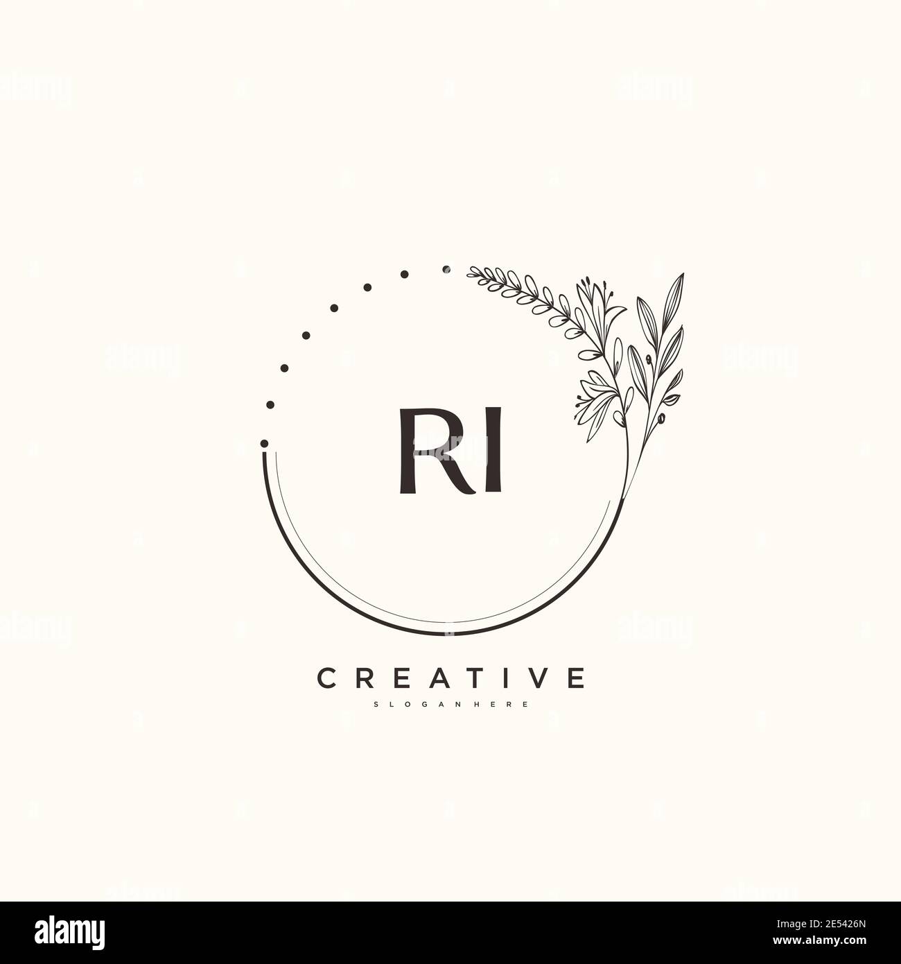 RI Beauty vector initial logo art, handwriting logo of initial ...