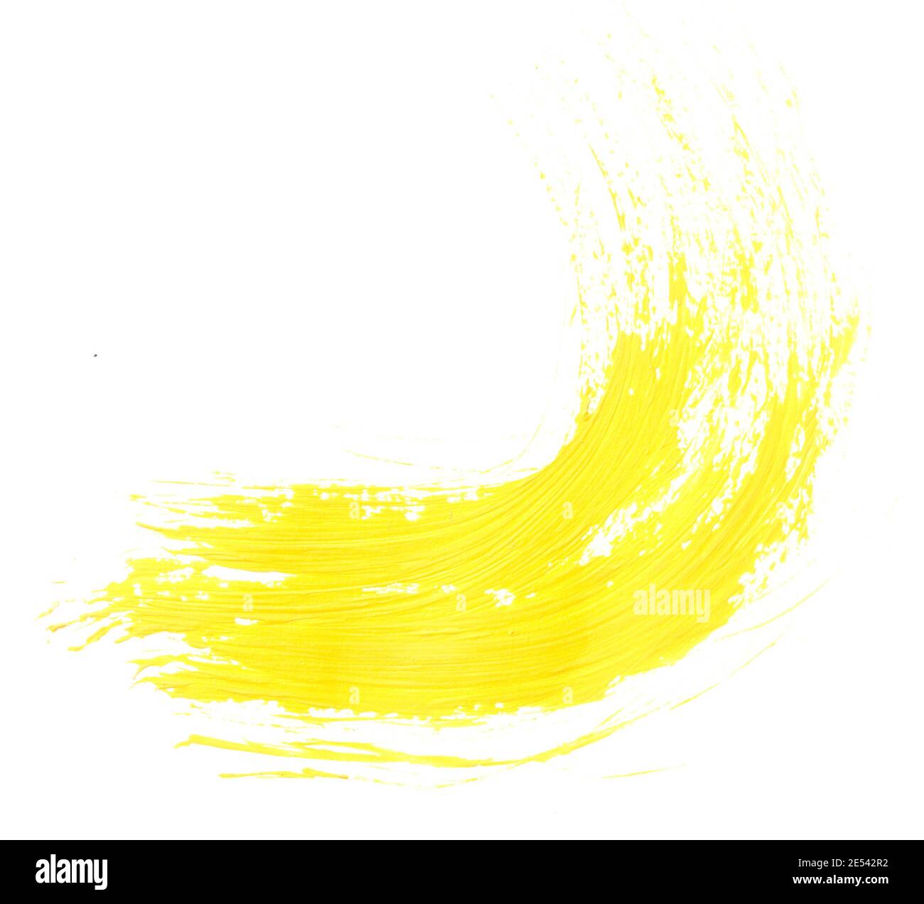 Yellow brush stroke isolated on white background Stock Photo - Alamy