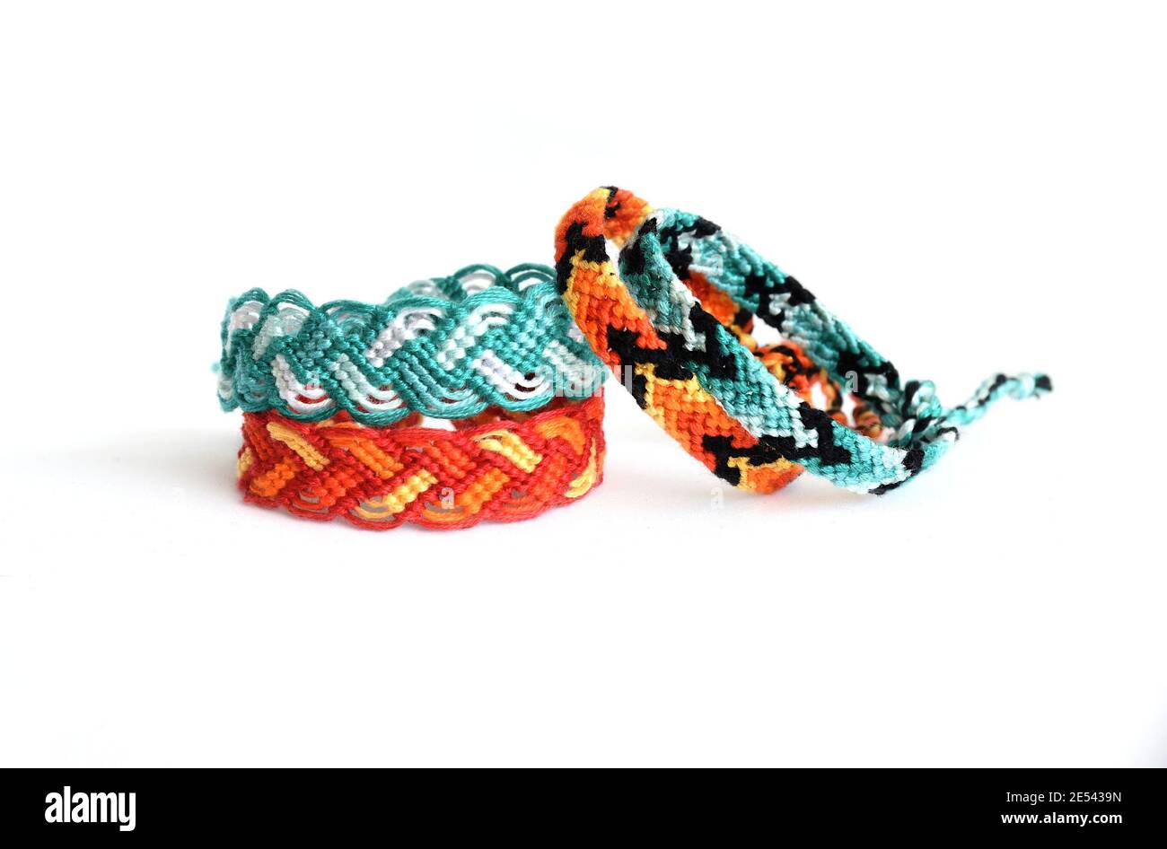 Woven DIY friendship bracelets handmade of embroidery bright thread ...