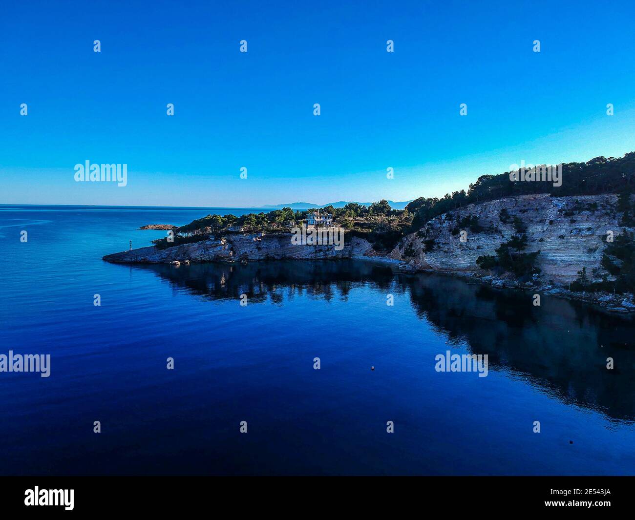 Aerial view over Patitiri town in Alonnisos island, Greece Stock Photo ...