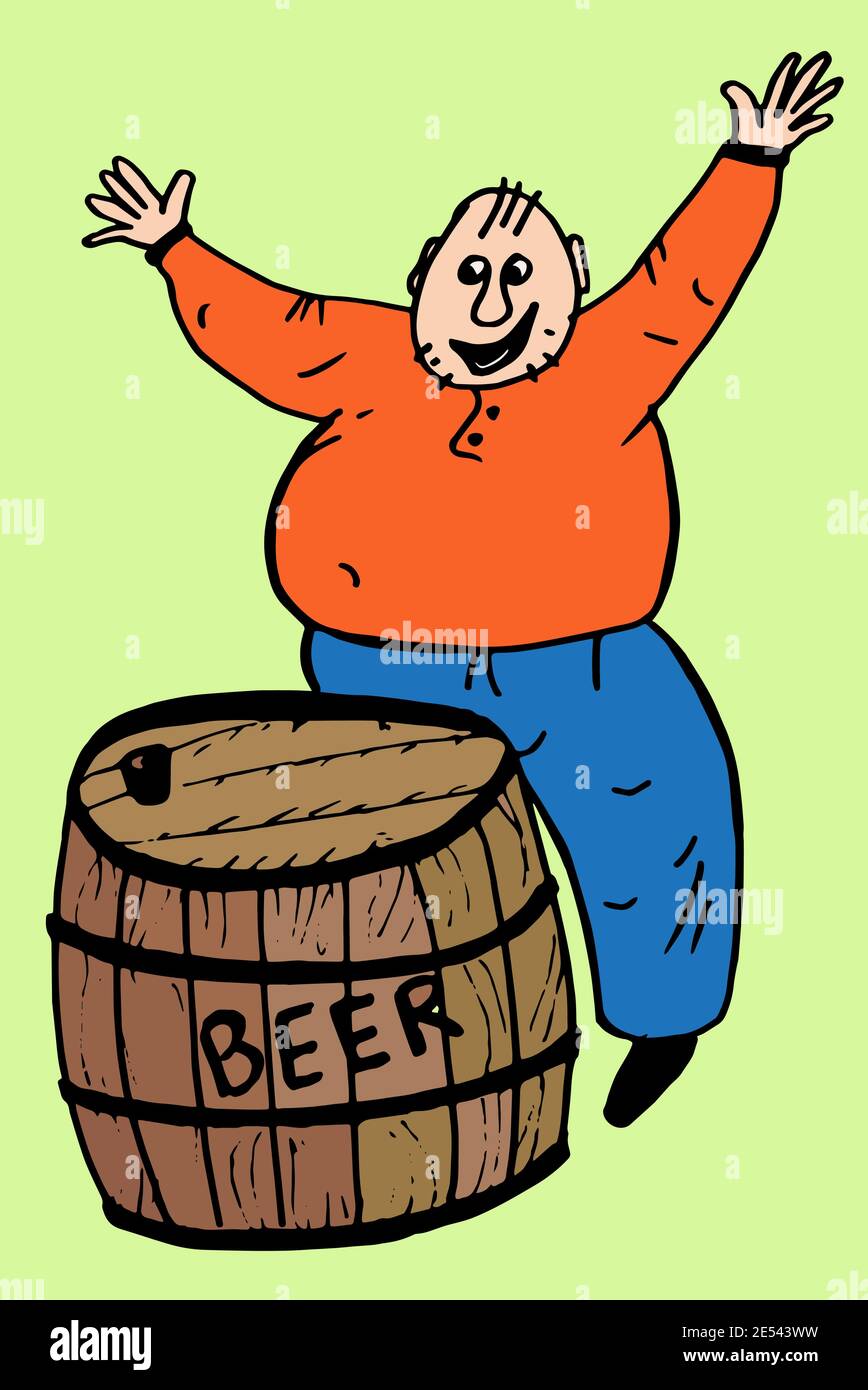 Beer fat man illustration hi-res stock photography and images - Alamy