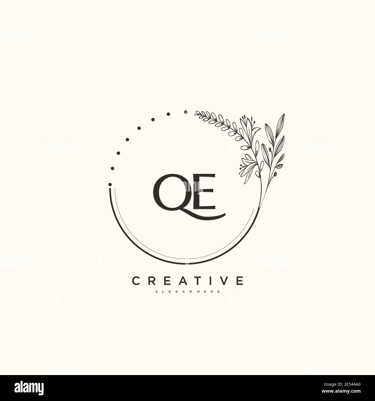 QE Beauty vector initial logo art, handwriting logo of initial ...