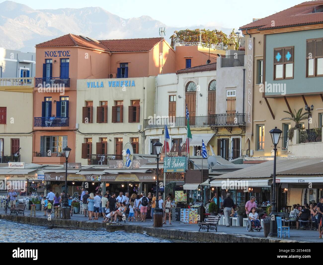 Surroundings of the ancient harbour of Chania City in Crete, Greece ...