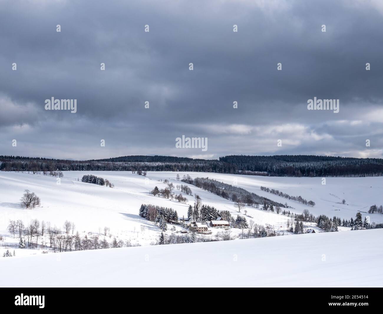 wintry village in the Ore Mountains of Saxony germany Stock Photo - Alamy