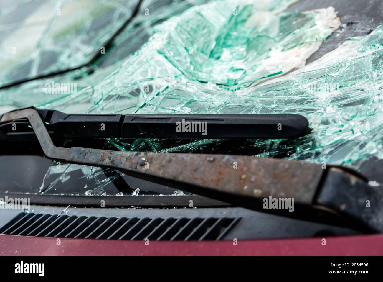 The Broken Windshield In The Car Accident Stock Photo - Alamy