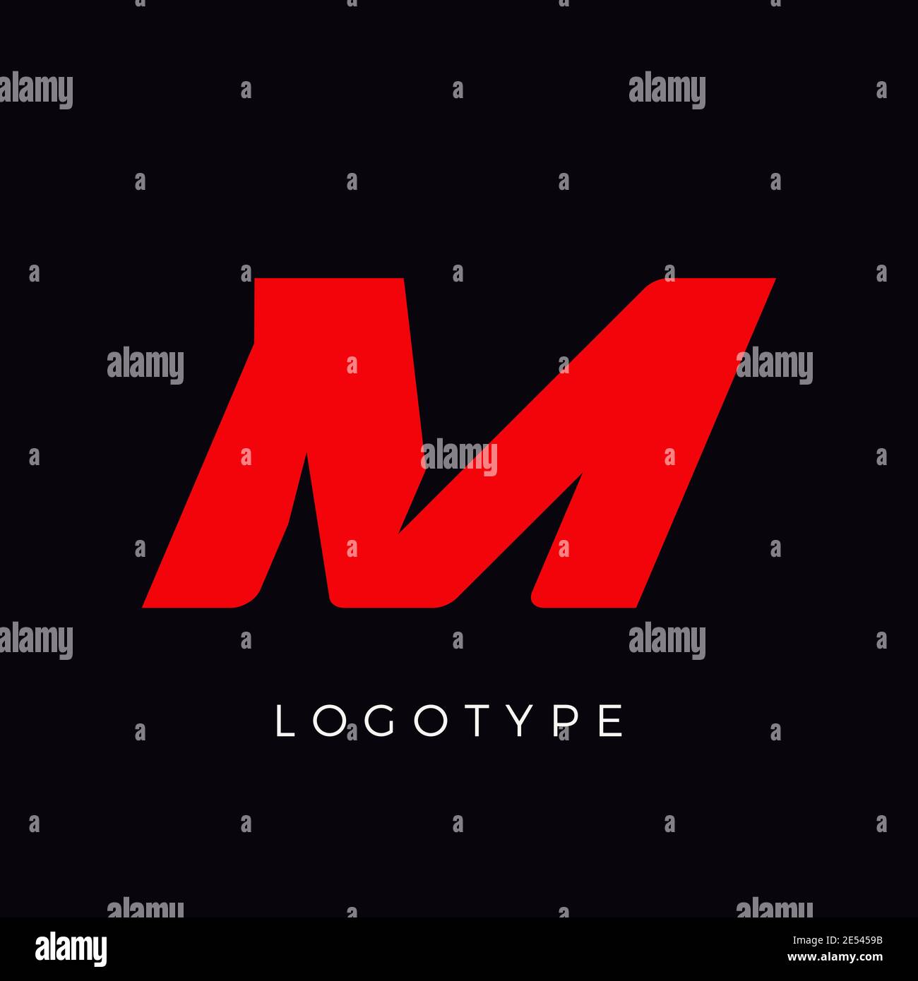 Speed letter M. Red race monogram logo. Italic bold racing style vector ...