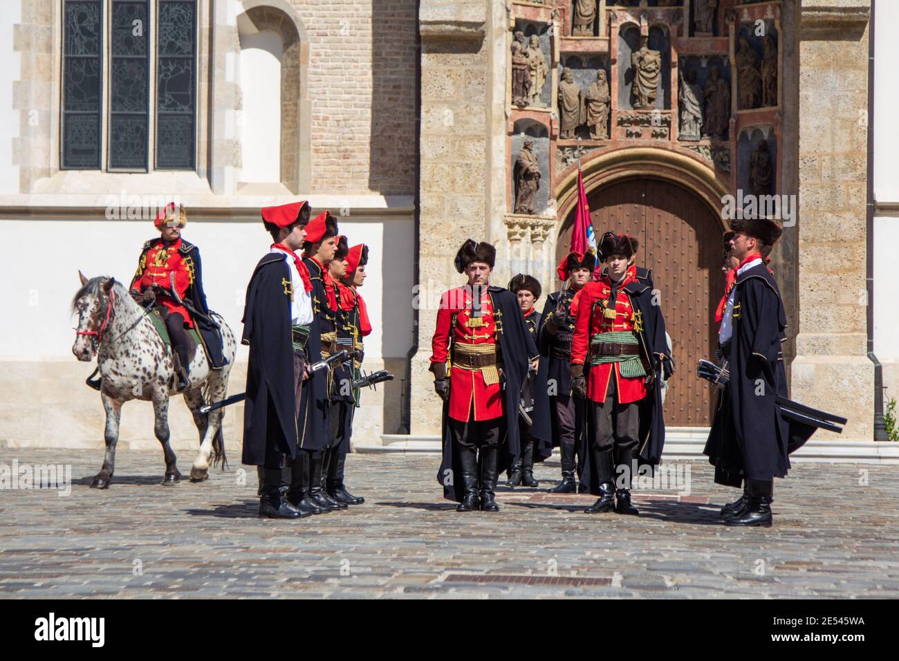 ZAGREB, CROATIA - Sep 09, 2012: Guard-changing ceremony at St. Mark's ...
