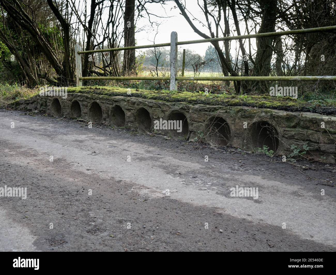 Drainage pipes in a footbridge crossing a ford at Carter's Bridge ...