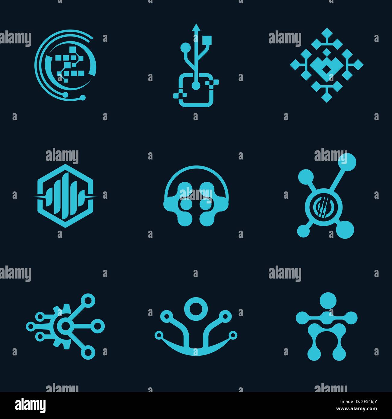 Professional Tech Logo Icon Vector Design Bundle For Business And ...