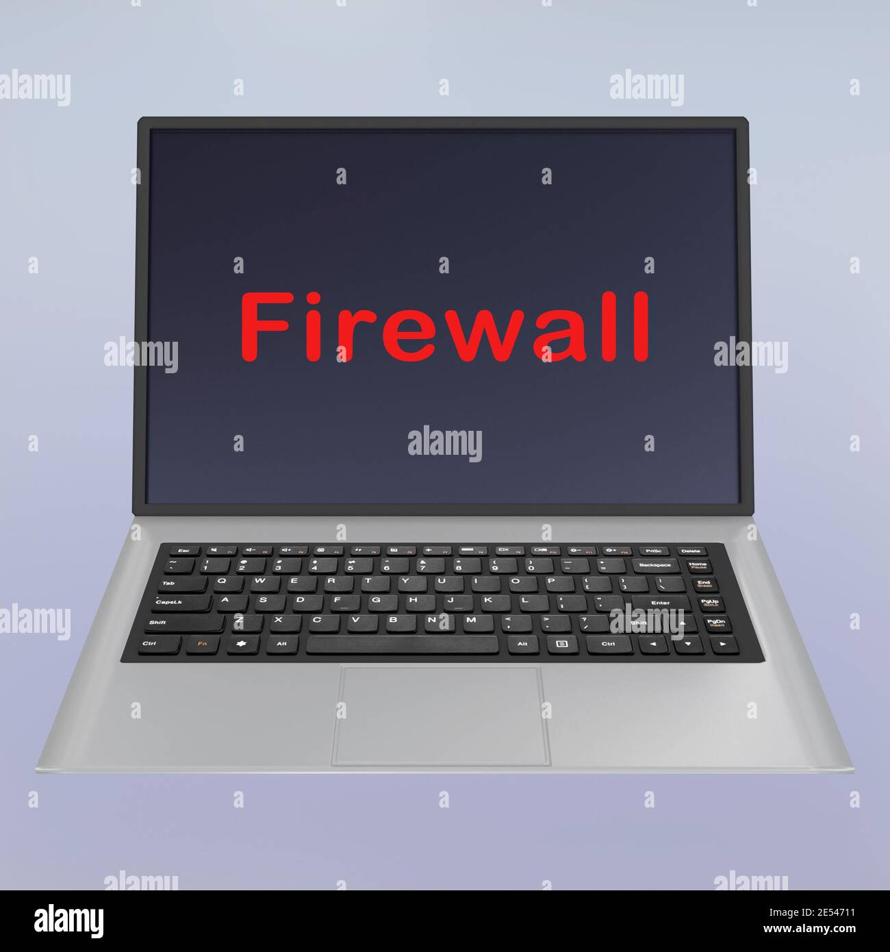 3D illustration of Firewall title on a laptop screen, isolated over ...