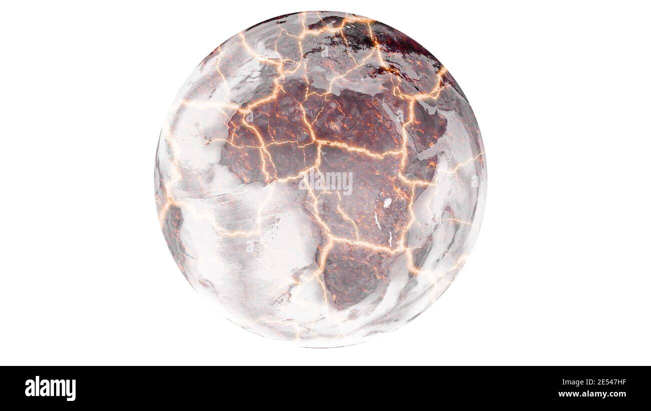 Planet Earth on fire illustration globe on fire, Global warming Stock ...