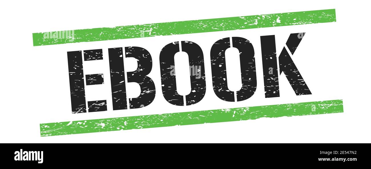 EBOOK text on black green grungy lines stamp sign Stock Photo - Alamy