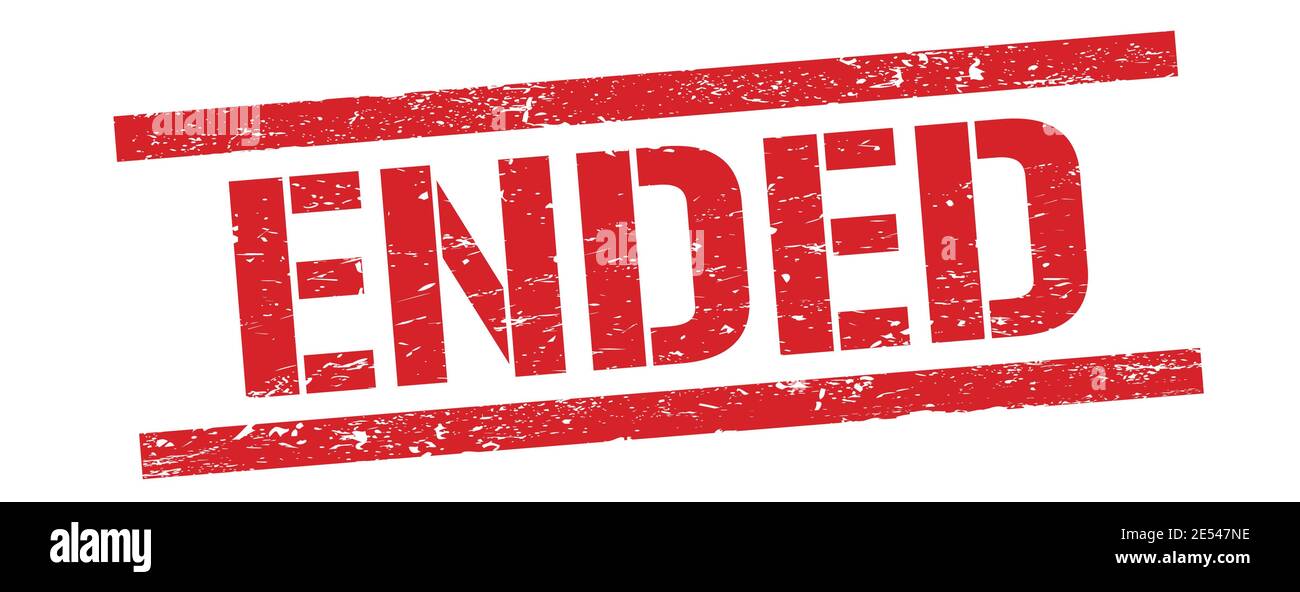 ENDED text on red grungy rectangle stamp sign Stock Photo - Alamy