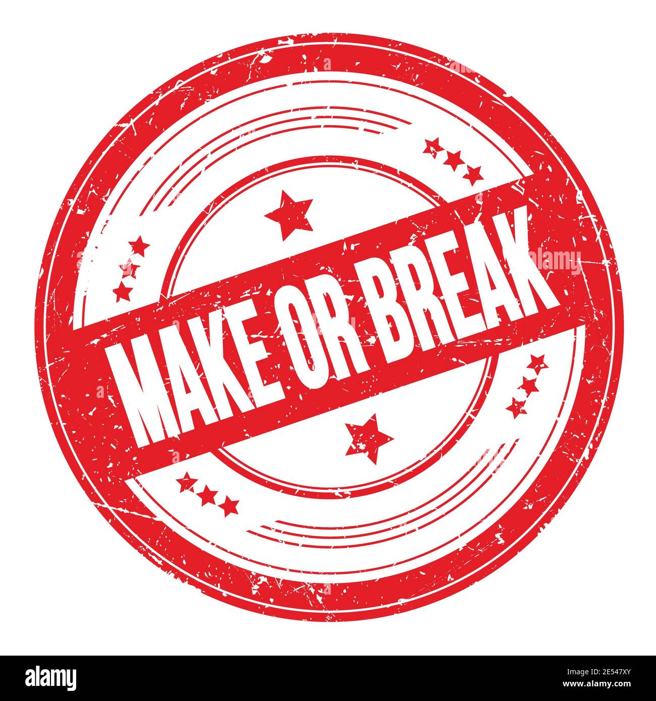 MAKE OR BREAK text on red round grungy texture stamp Stock Photo - Alamy