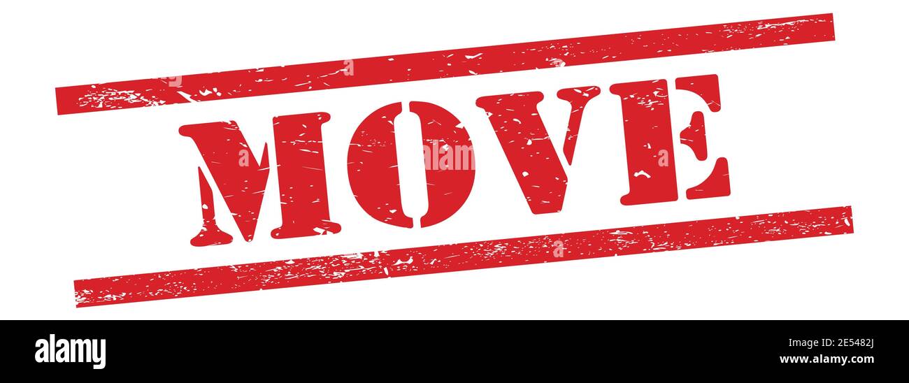 MOVE text on red grungy vintage rubber stamp Stock Photo - Alamy