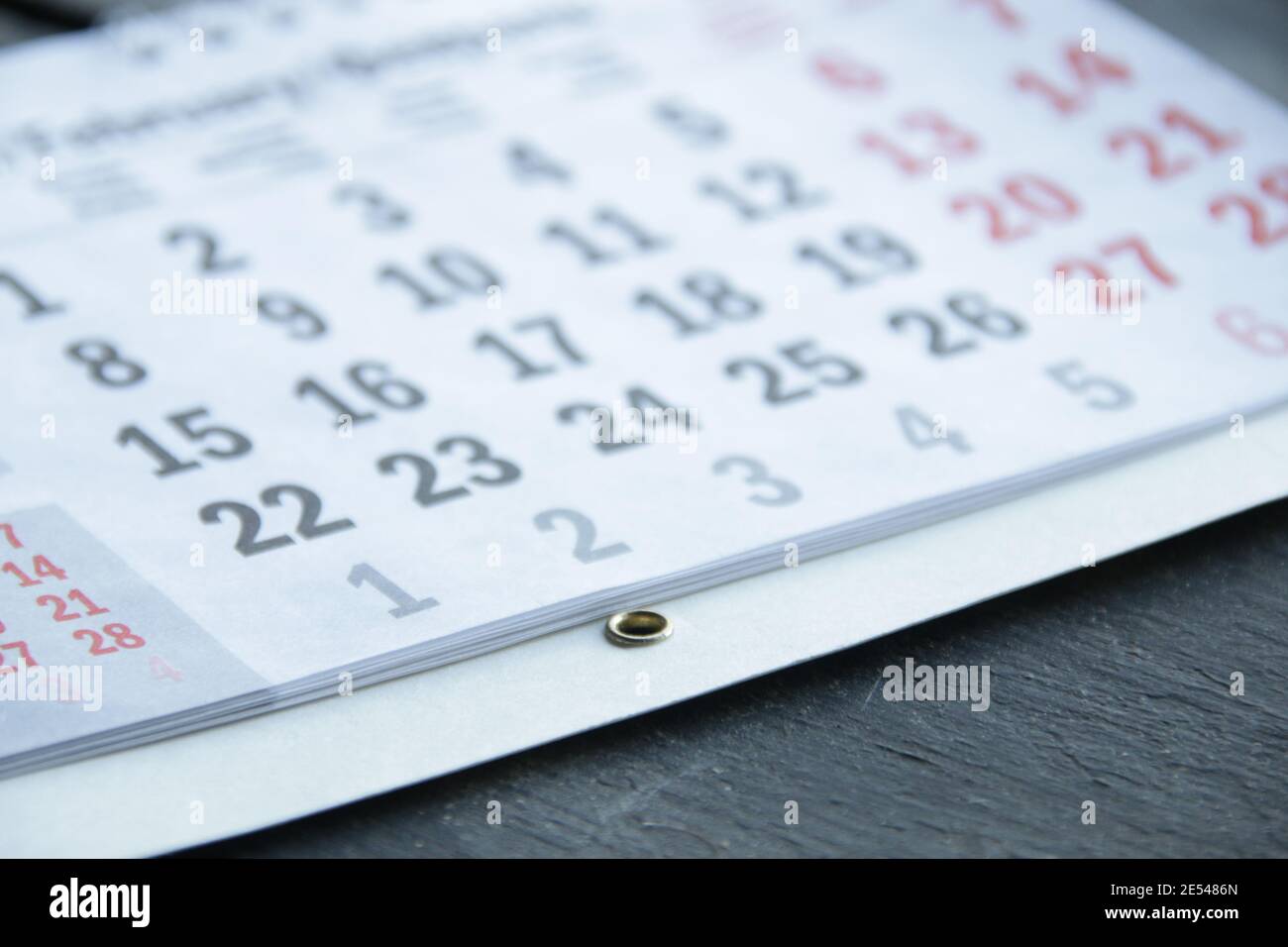 February. wall calendar with the number of days Stock Photo - Alamy