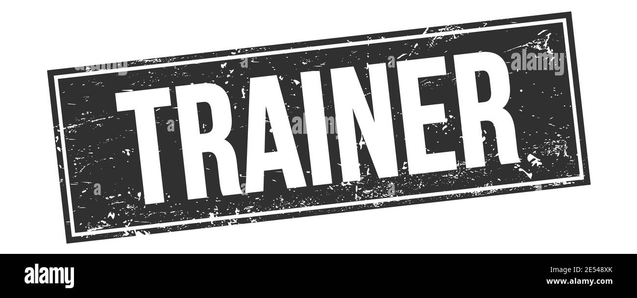 TRAINER text on black grungy rectangle stamp sign Stock Photo - Alamy