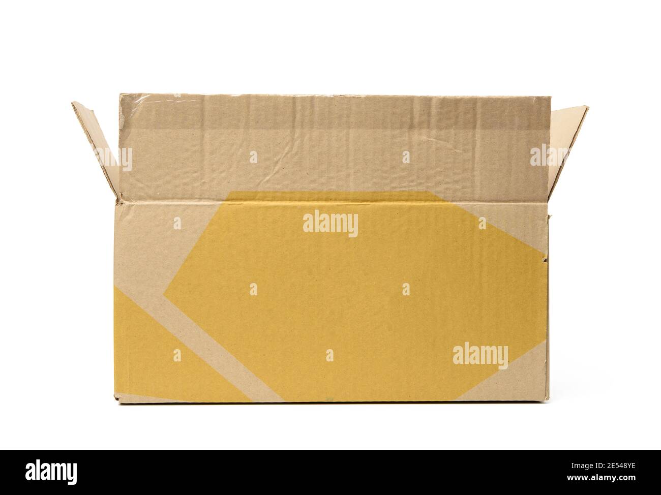 open empty cardboard rectangular box made of corrugated brown paper ...