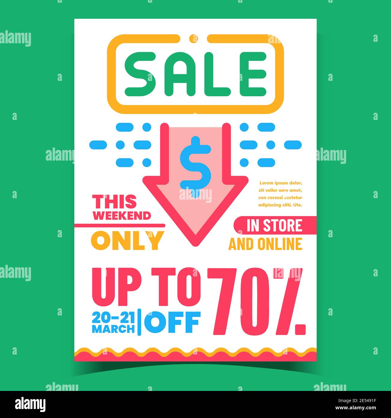 Sale Discount Creative Promotional Poster Vector Stock Vector Image ...