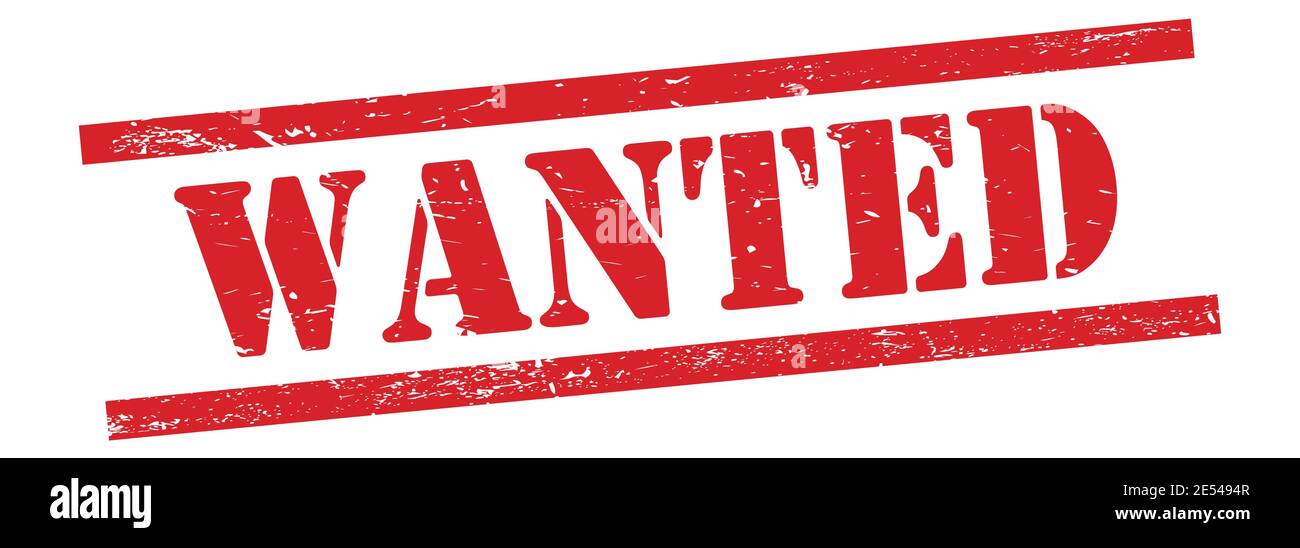 WANTED text on red grungy vintage rubber stamp Stock Photo - Alamy
