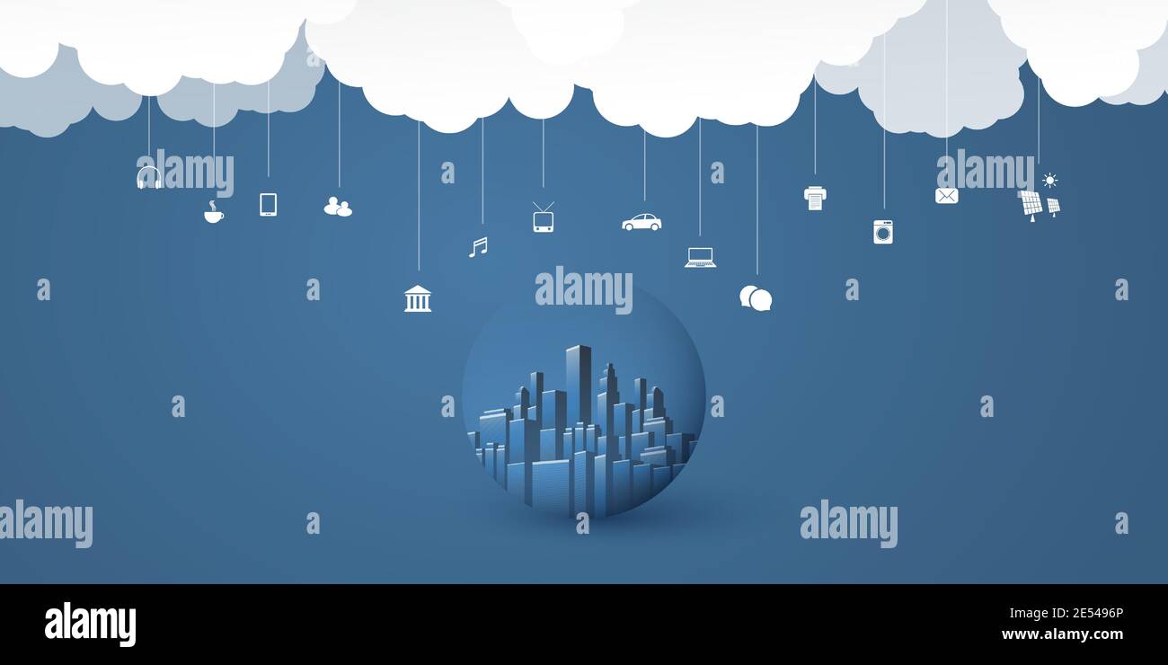 Smart City, Cloud Computing Design Concept with Transparent Globe ...