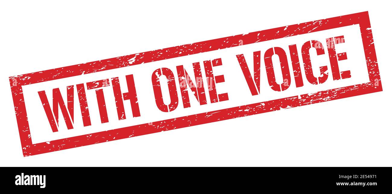 WITH ONE VOICE red grungy rectangle stamp sign Stock Photo - Alamy