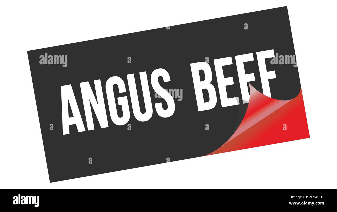 ANGUS BEEF text written on black red sticker stamp Stock Photo - Alamy