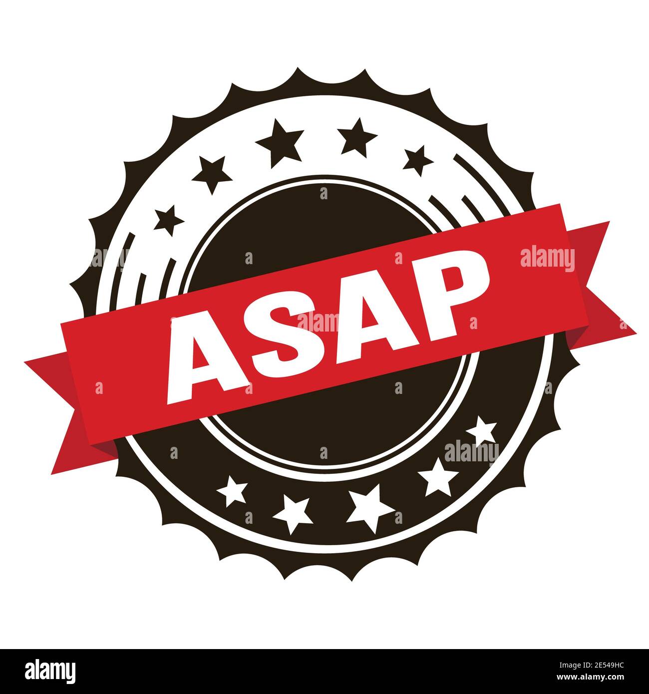 ASAP text on red brown ribbon badge stamp Stock Photo - Alamy