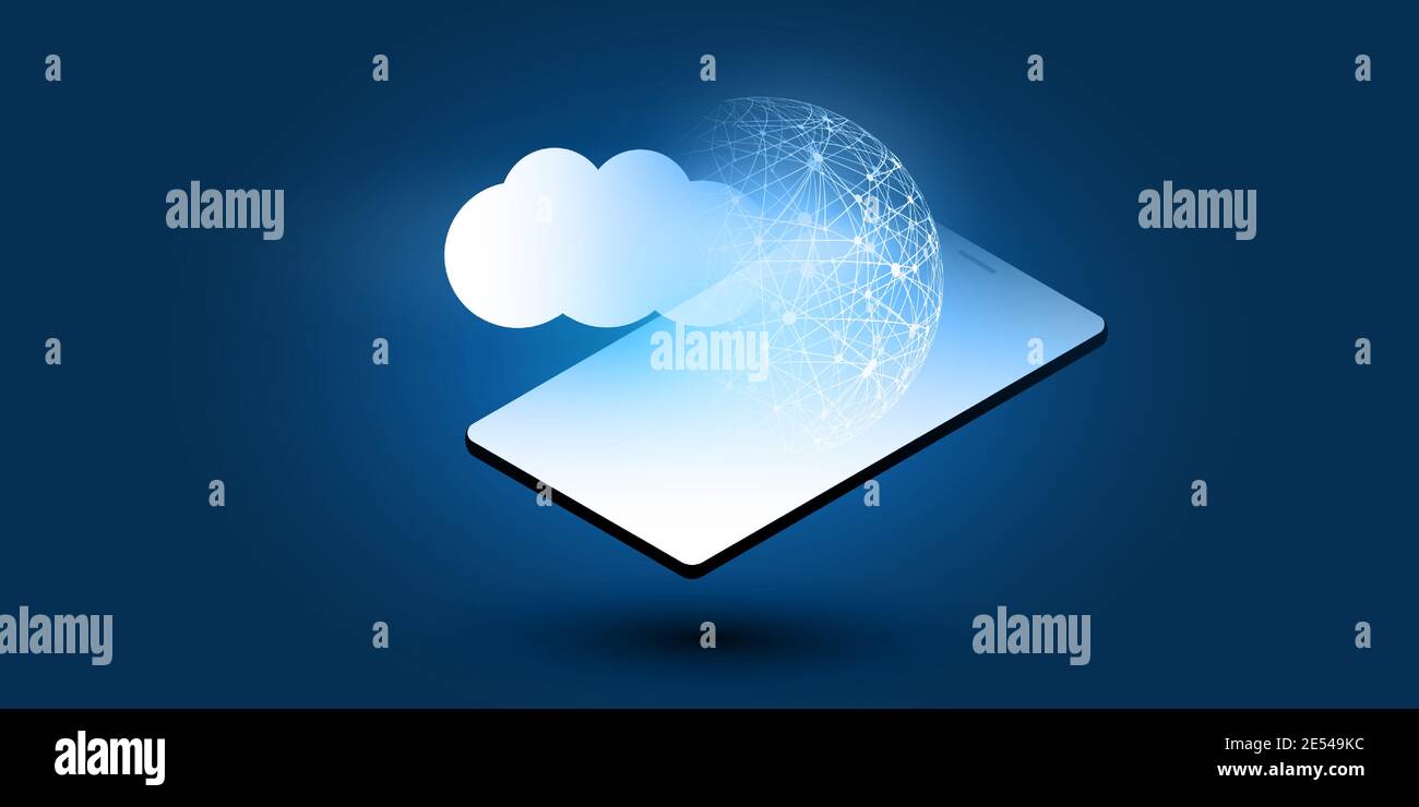 Futuristic Cloud Computing, Network Design Concept - Digital Connections, Technology Background ...