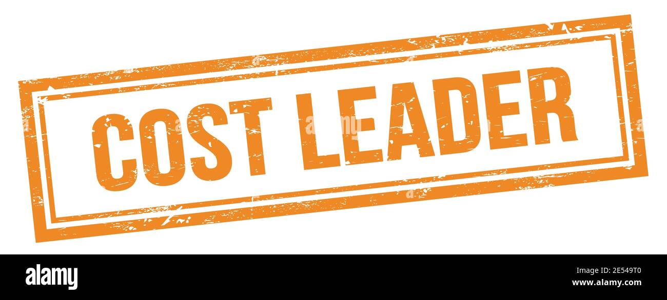 COST LEADER text on orange grungy vintage rectangle stamp Stock Photo ...