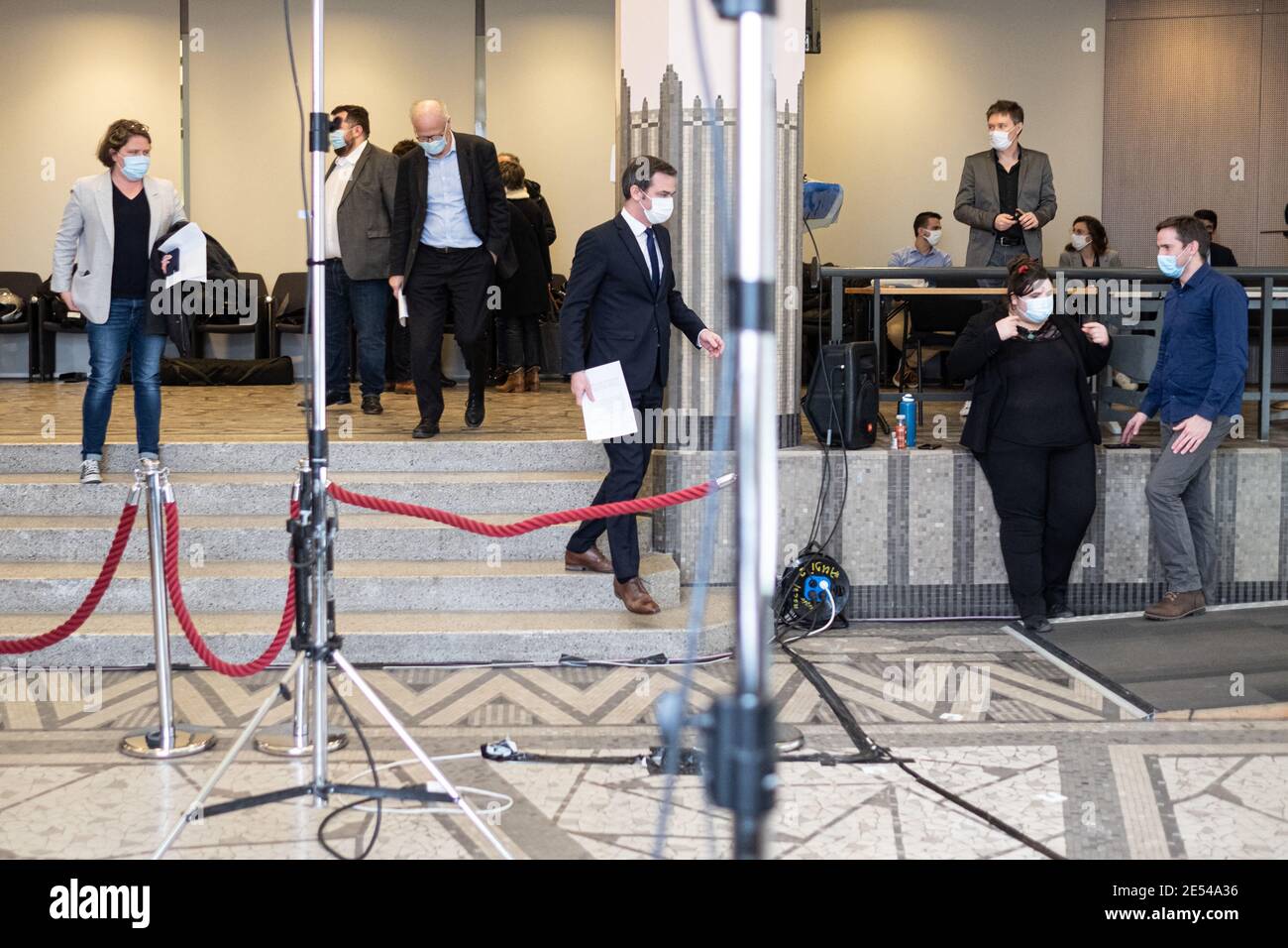 Olivier Veran, Minister of Health, arrives at a press conference on the ...