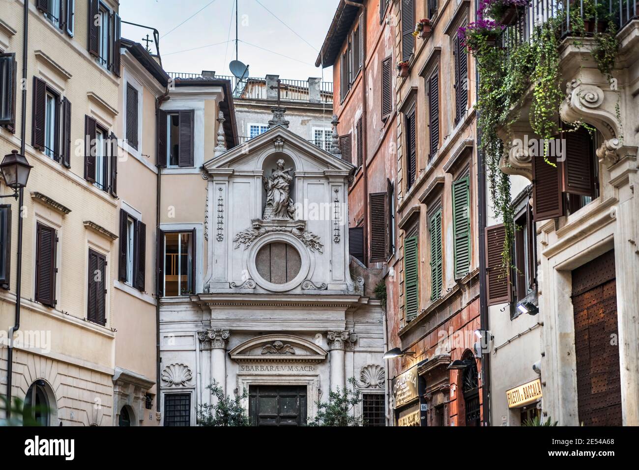 View of back streets of Rome with their quaint shutters and windows ...