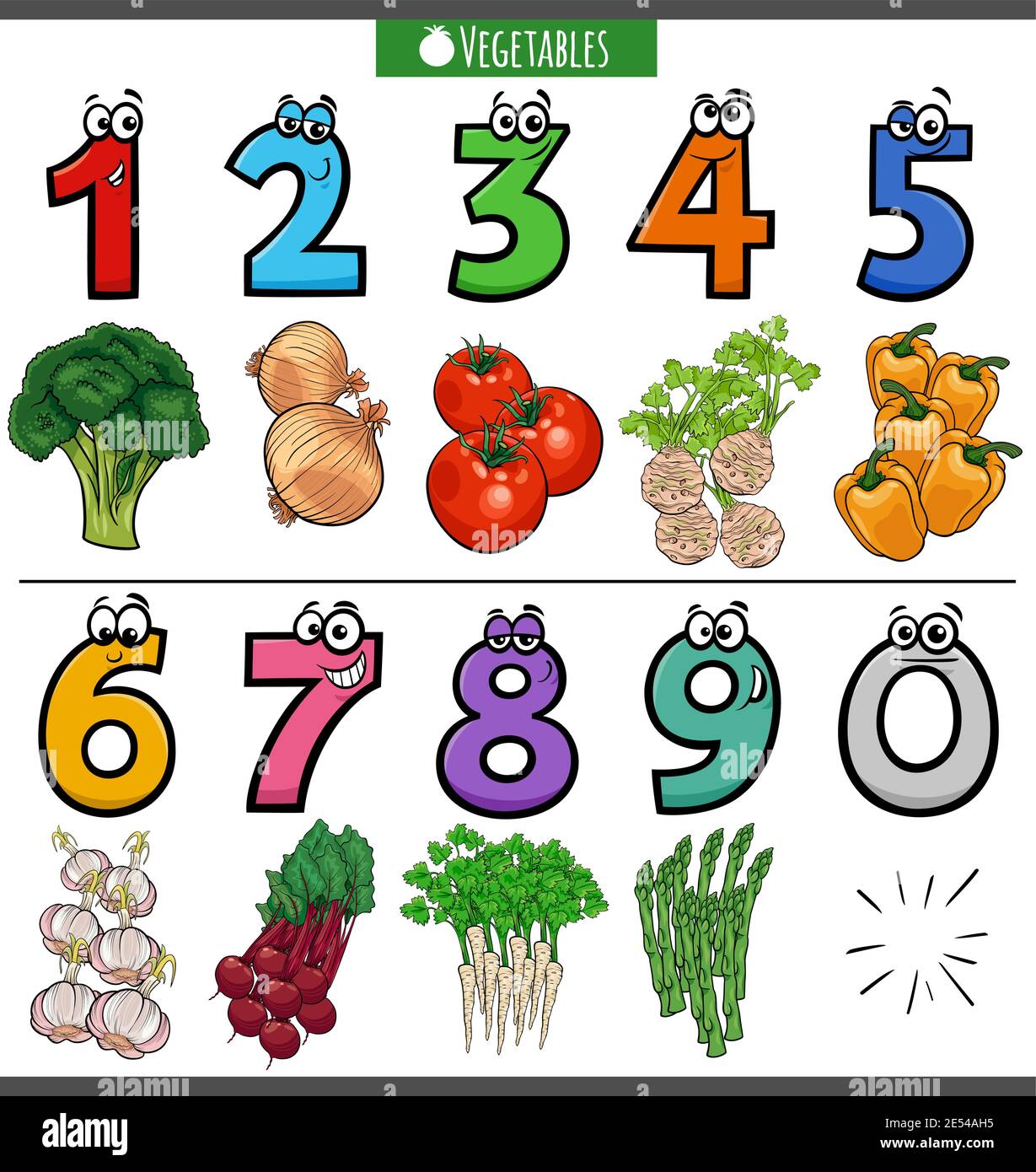 Cartoon illustration of educational numbers set from one to nine with ...