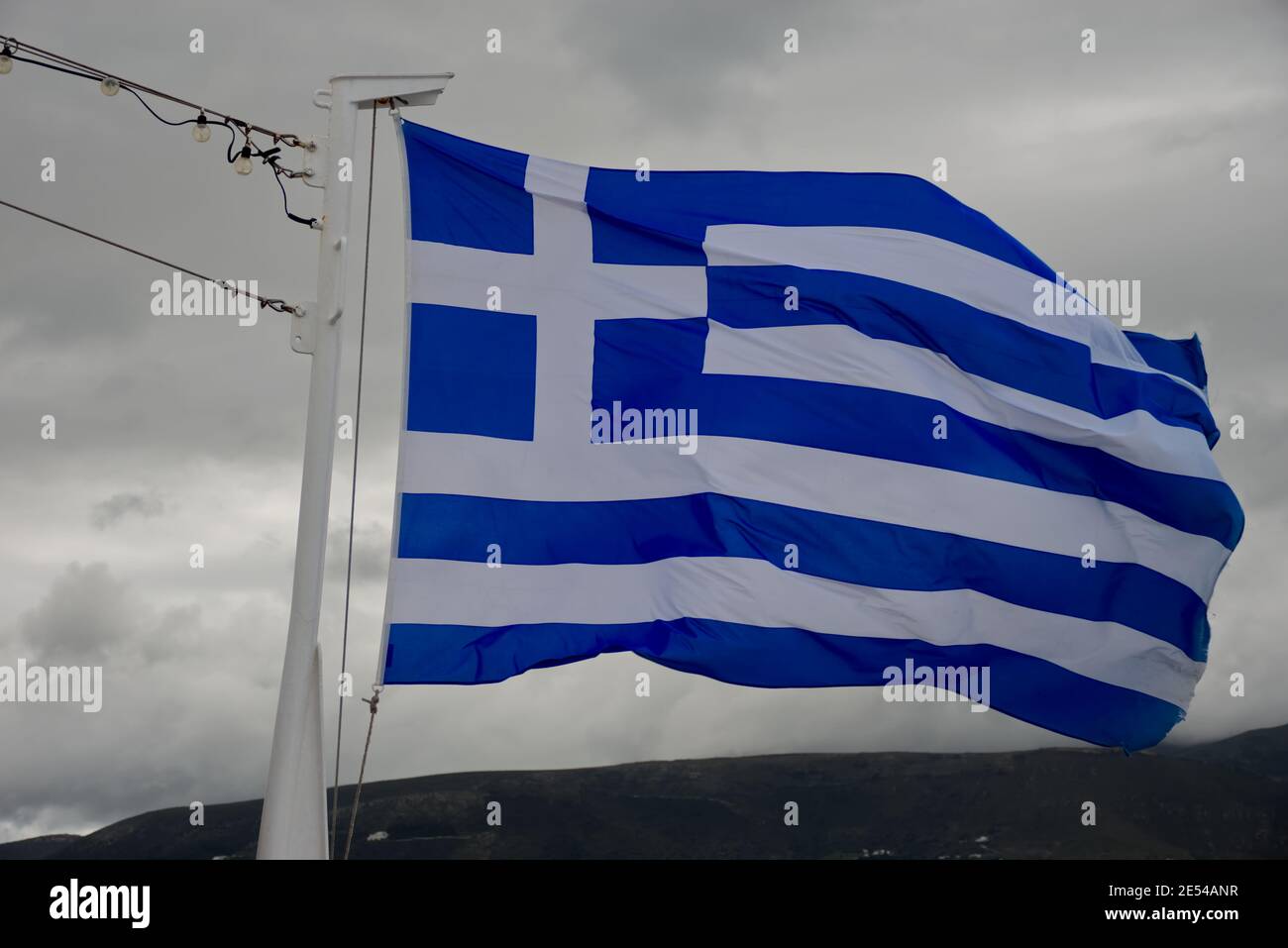 Greek flag rippling in the wind hi-res stock photography and images - Alamy