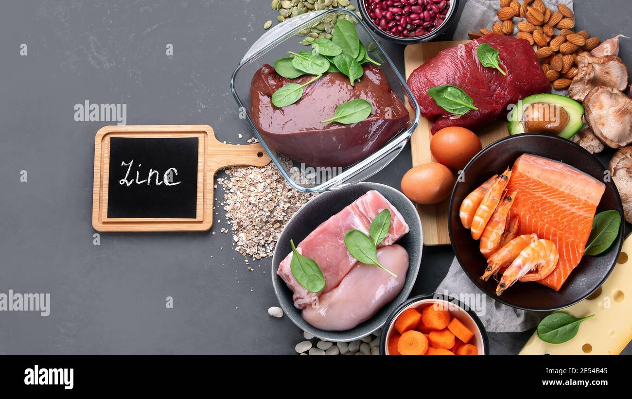 Healthy sources of zinc. Healthy eating and diet concept. Natural ...