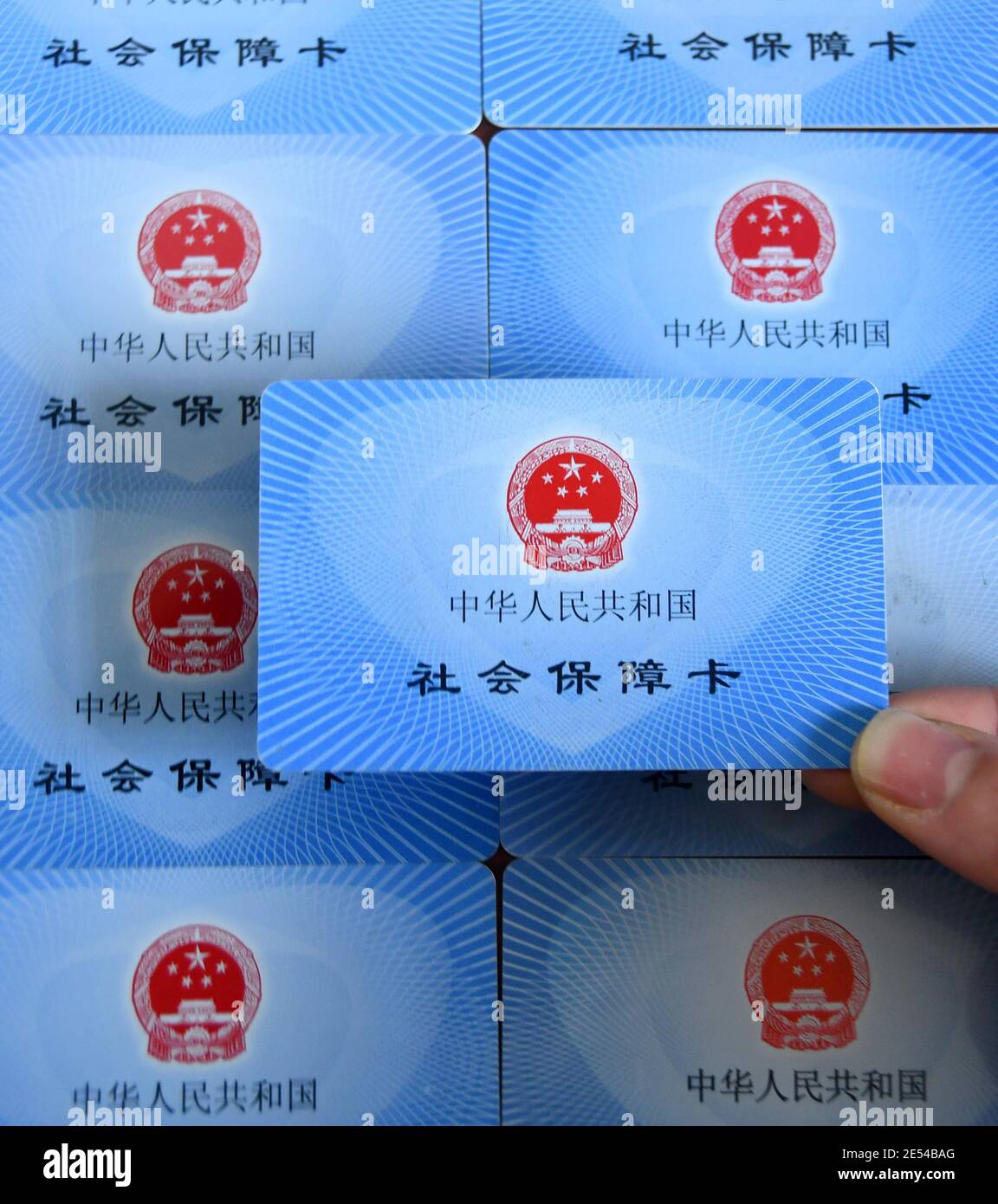 HANDAN, CHINA - JANUARY 26, 2021 - Social security cards are seen in ...